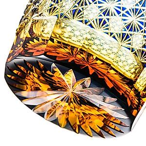 JIACI Edo Kiriko style Hand Carved Drinking Glass Crystal Whisky Glass 270ml Tumbler For Whiskey-Cocktail-Vodka-Beer Drinkingware Glasses Crystal Whiskey With Gift Box (Amber Blue)