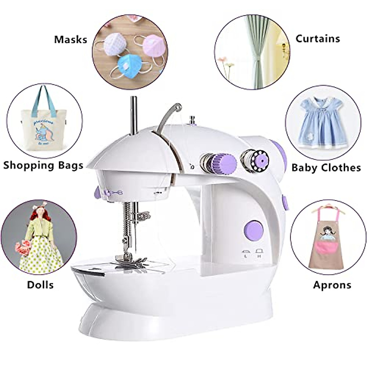 Jinyuan Mini Sewing Machine, Dual Speed Portable Sewing Machine for Beginner with Light, Sewing Kit for Kids, Household