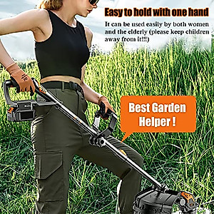 Electric Weed Eater Battery Operated Weed Wacker, String Trimmers with Remaining Power Display, Adjustable Machine Head Electric Lawn Edger for Garden and Yard