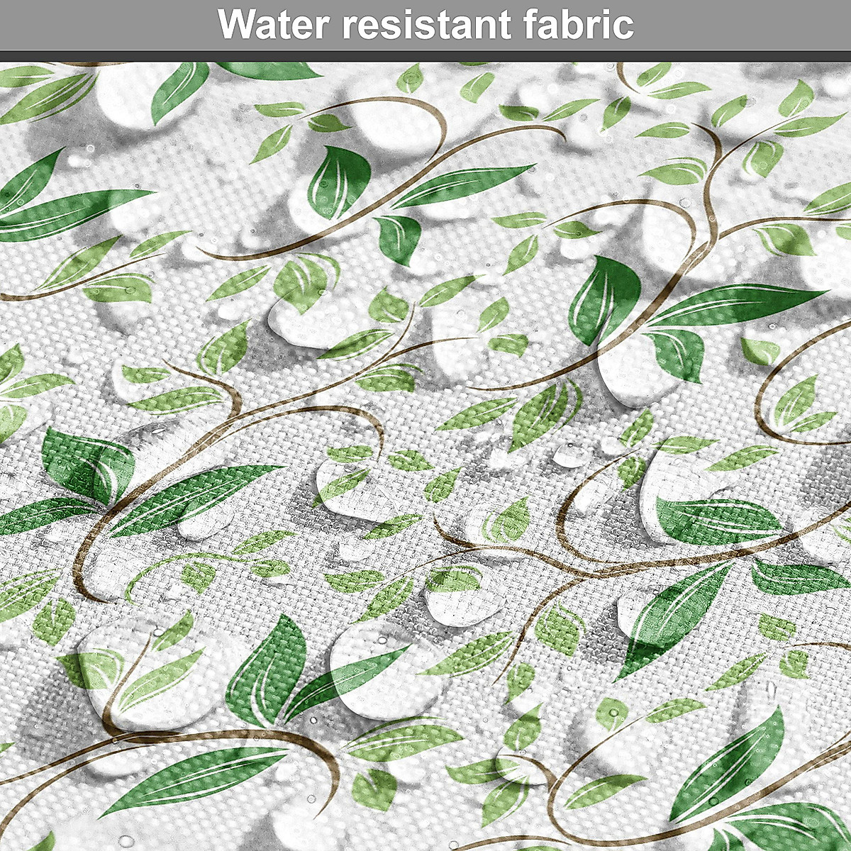 Ambesonne Leaf Fabric by The Yard, Ivy Patterns with Tiny Green Leaves Branches Creme Contemporary Illustration, Decorative Fabric for Upholstery and Home Accents, 1 Yard, Green Brown