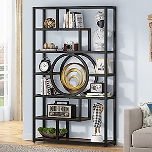 Tribesigns 72 Inch Bookshelf Geometric Bookcase, 8-Tier Industrial Book Shelf with 11 Open Shelving Units, Etagere Bookshelves Display Stand Storage Shelves for Home Office, Living Room