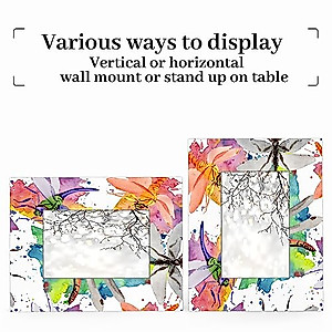 Dragonfly Colorful 4x6 Picture Frame Picture Frame for Wall and Tabletop Display, Horizontal and Vertical for Wall Mounting Dragonfly Wooden Photo Frame