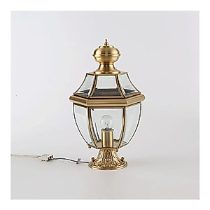 SANBDDLYY Outside Deck Streetlight Home Lawn Driveway Backyard Backyard Column Lamp Water Proof Outdoor Post Light E27 Simplicity Brass Exterior Pillar Lamp Villa Fence Gate House Porch Patio