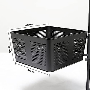 poplarbox Rotating Multi-Layer Kitchen Storage Shelf 360°Rotating Vegetable Rack Square Metal Baskets Black Storage Rack with Wheels Household Storage Baskets for Kitchen Living Room Bathroom