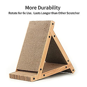 FUKUMARU 3 Sided Vertical Cat Scratching Post, Triangle Cat‘s Scratch Tunnels Toy, Scratcher Ramp for Kitten Play Exercise