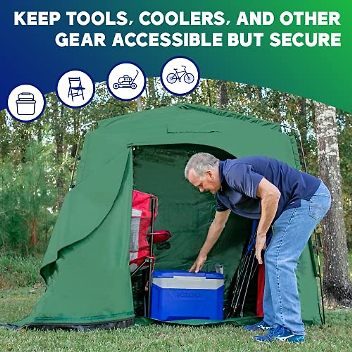 YardStash Bike Storage Tent Heavy Duty, Outdoor, Portable Shed Cover for Bikes, Lawn Mower, Garden Tools for Waterproof, Heavy-Duty Tarp to Protect from Rain, Wind and Snow, Spring Cleaning Essential