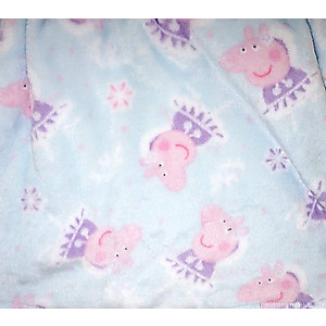 Peppa Pig Girls' Toddler Velvet Fleece Hooded Robe, Aqua, 3T