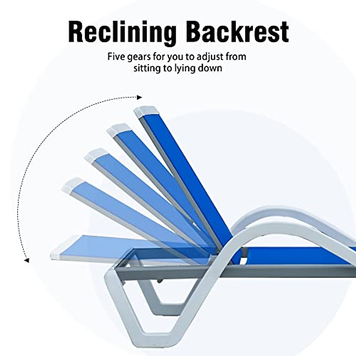 domi outdoor living Patio Chaise Lounge Adjustable Aluminum Pool Lounge Chairs with Arm All Weather Pool Chairs for Outside,in-Pool,Lawn (Blue)