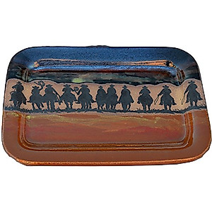 ALWAYS AZUL POTTERY Cowboy Roundup Rectangular Platter in Azulscape Glaze - Handmade Pottery Platter- Ceramic Dinnerware and Kitchen Tableware - Rectangular Serving Plate for Food Dishes and Display