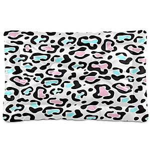 YETTASBIN Leopard Crate Pet Bed, Portable Washable Dog Cat Mat, Soft Comfortable Pet Mattress with Non-Slip Bottom for Dogs Cats Sleeping, 24 x 18 Inch