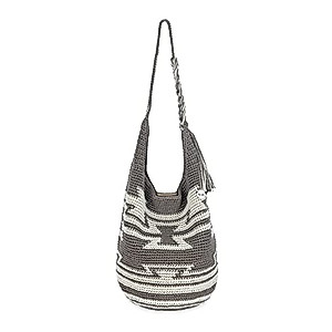 The Sak Back to Bali 120 Hobo in Crochet, Large Shoulder Purse with Single Strap, Earth Ragam