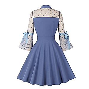 Witch Cloak, Halloween Costumes for Women Alice in Wonderland Costume Adult Goth Prom Dresses Poofy Party Pure Color Long Sleeve Retro Dress Gothic Flare Stitching Dress Gown (S, Light Blue)