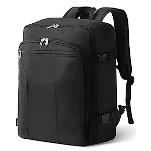 Vorspack Travel Backpack for Women Men - Carry On Backpack for Airplanes Large Laptop Backpack Casual Daypack with Shoe Compartment for Travel Work College - Black
