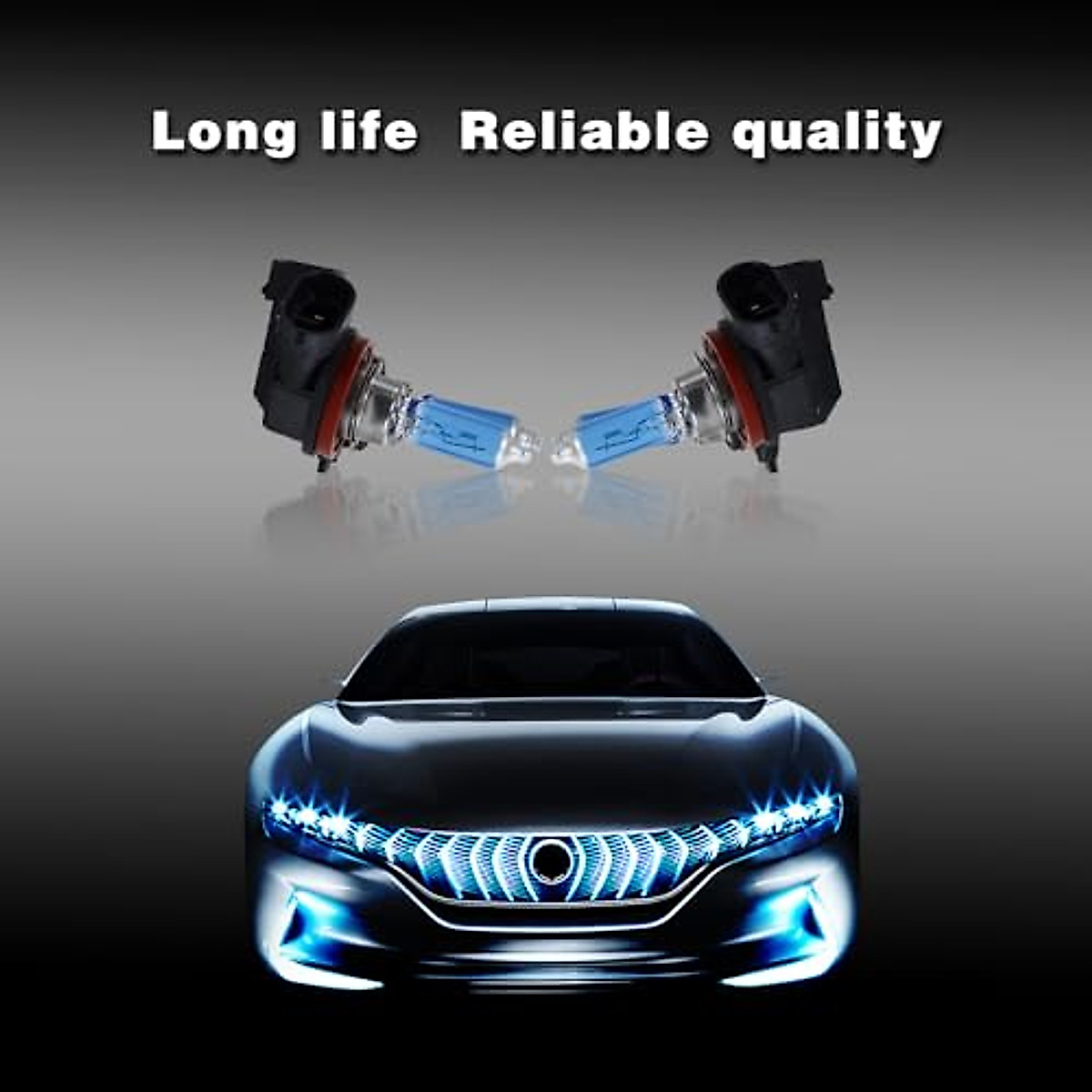 ZBGUN 2 PCS H11 Car Halogen Bulb, 12V 100W Quartz Glass Fog Light Set, Universal High Low Spotlight Replacement Accessories, Compatible with Most Cars, Motorcycles (White)