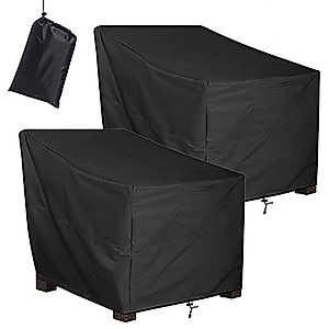 ALSTER Outdoor Chair Covers Waterproof 2 Pack, Patio Chair Covers(35" L x 40" W x 33" H), Durable and Waterproof Black Covers for Lounge Deep Seat, Rain Snow Dust Wind-Proof