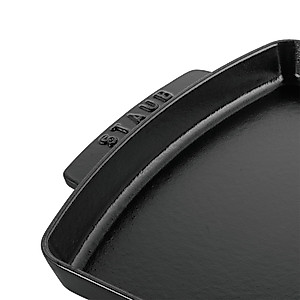 Staub Cast Iron 13 x 9-inch Rectangular Serving Dish with Wood Base - Matte Black, Made in France