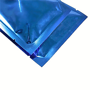 100x Premium Shiny Blue Mylar Foil Open Top Bags (6x9cm (2.3x3.5"))