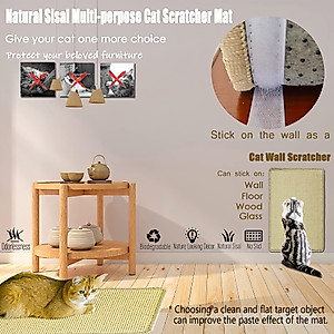 Pethave Cat Scratcher Mat, 23.6x15.7” Natural Sisal Scratching Mat with Velcro Tape,Stick on Floor and Wall Cat Scratch Pad Rug, Horizontal Cat Scratch Mat Protect Carpet and Sofa (Natural Color)