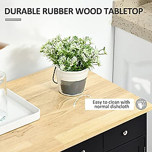 HOMCOM Double Door Sideboard Buffet Cabinet, Kitchen Cabinet, Coffee Bar Cabinet with 2 Drawers, Adjustable Shelf for Living Room and Hallway, Black