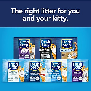 Fresh Step Outstretch Long Lasting Clumping Litter Simply Unscented, Activated Charcoal Litter Lasts 50% Longer, 19 lb. Box