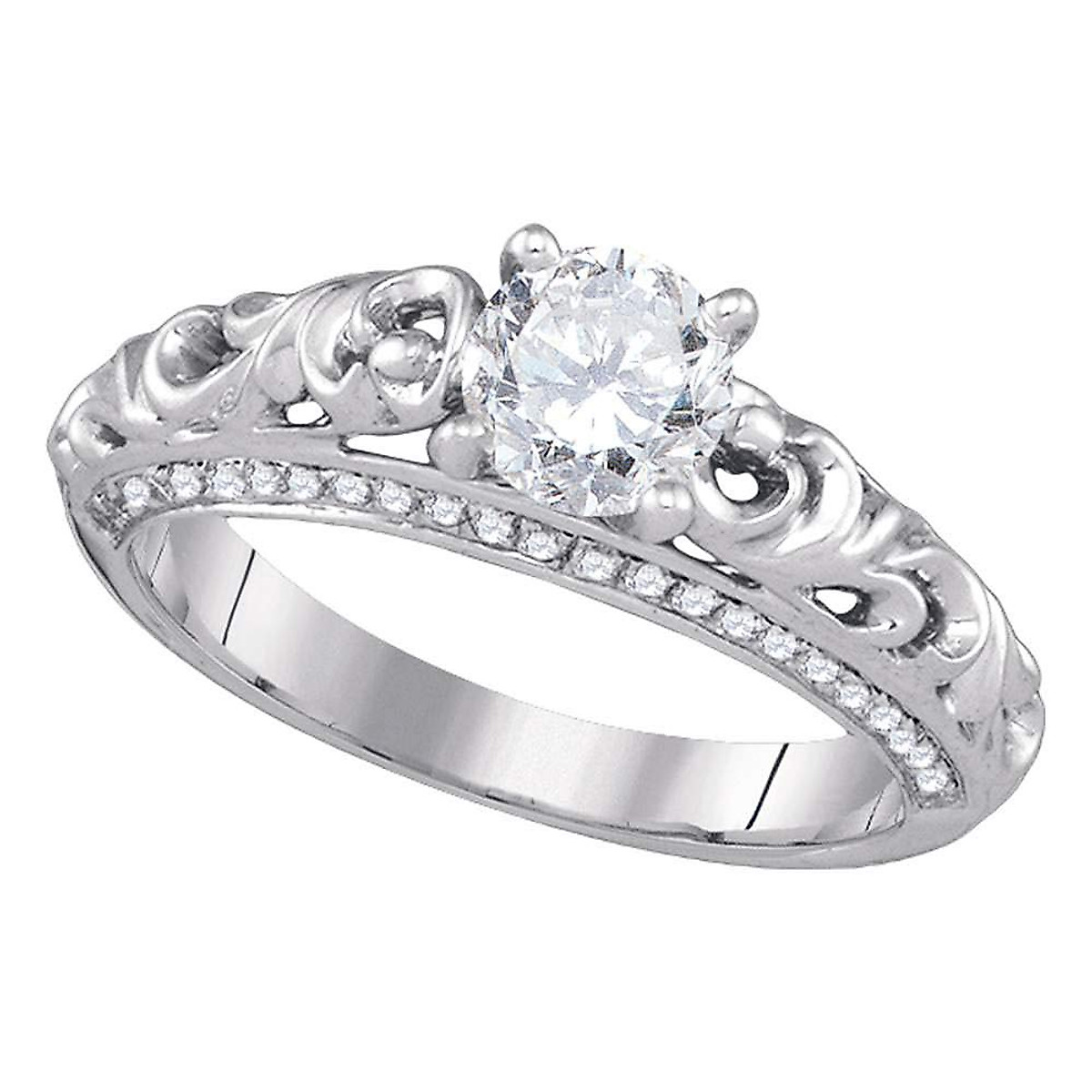 Dazzlingrock Collection 14kt White Gold Women's Round Diamond Solitaire Engagement Ring 1.00 ctw