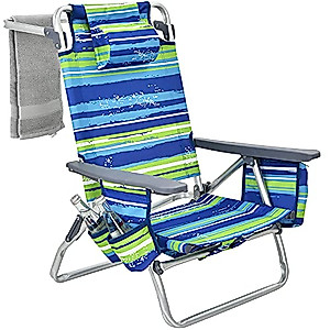 Giantex Beach Chair 2-Pack Sling Camping / Sunbathing Chairs with 5 Adjustable Position, Head Pillow, Storage Bag, Towel Bar, Cup Holders, Folding Fishing Backpack Lawn Chairs