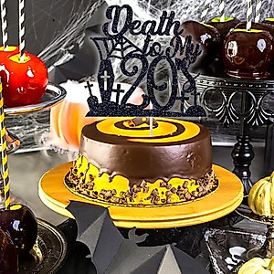 Black Glitter Death to My 20’s Cake Topper, Rip Twenties/Cheers to 30 Years/Happy 30th Birthday, Death to My Youth 30th Birthday Party Decorations