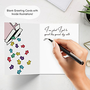 ALY LOU Cute Anniversary Card, Birthday Card for Her Him/Girlfriend Wife/Husband Boyfriend, Friendship Thank You Kawaii Greeting Card (10 CARDS - Boxed Set of 10 Cards - Cute/Funny)