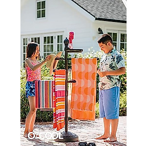 O2COOL Pool & Spa Valet™, Adjustable Pool & Patio Towel Holder, Towel Holder, Towel Bar, Poolside Table, Poolside Towel Holder, Weighted Base Outdoor Towel Holder, O2COOL, Pool Valet, Bronze