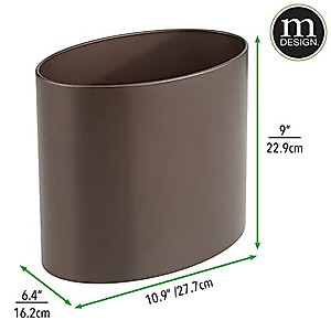 mDesign Stainless Steel Metal Oval Trash Can, Small 2.09 Gallon Wastebasket, Garbage Basket Bin for Bathroom, Bedroom, Kitchen, or Home Office, Holds Waste and Recycle, Mirri Collection, Bronze