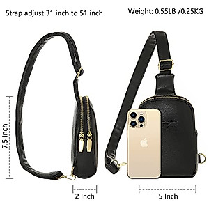 Crossbody Fanny Packs Sling Bag for Women, Fashionable Leather Sling Purses,Mini Belt Bag Stylish Shoulder Small Purse for Travel, Hiking, Running, Sports(1-Black)