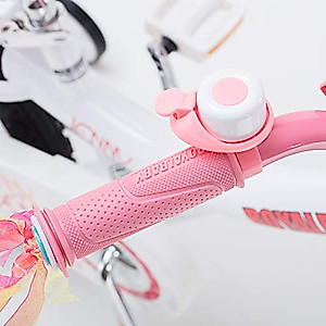 Royalbaby Princess Girl Children's Bicycle Outdoor Ride-On Bike with Training Wheels, Kickstand, Adjustable Seat and Basket, 16 Inch, Jenny/White-Pink