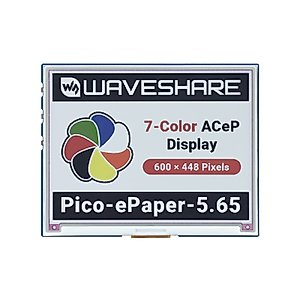 waveshare TOP1 5.65inch 7-Color e-Paper E-Ink Display Module for Raspberry Pi Pico, 600 × 448 Resolution Screen Advanced Color ePaper (ACeP) Technology, Low Power Wide Viewing Angle