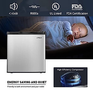 E-Macht Energy Efficient Compact Refrigerator 1.6CU.FT with Adjustable Thermostat - Ideal Mini Fridge for Dorms, Offices, Bedrooms or Kitchens