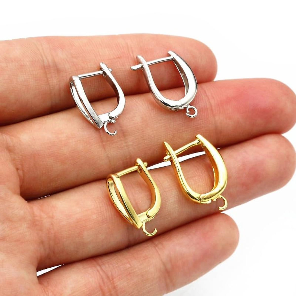NOVAJEWS 10pcs 2-Styles Bronze French Earring Hook Lever Back Open Loop Setting for DIY Earring Clips Clasp Jewelry Making Accessories - (Color: T7-59)