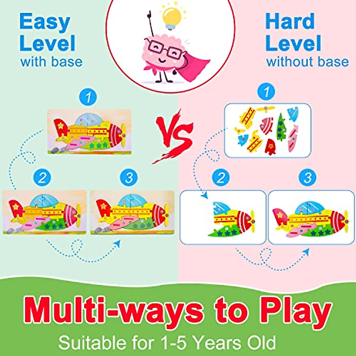Wooden Toddler Puzzles for Kids Ages 2-4 Montessori Toys for 2 3 4 Year Old Boys Girls Toddler Educational Developmental Toys Gifts Numbers Colors Shapes Early Learning Vehicle Puzzle Toys(3 Packs)
