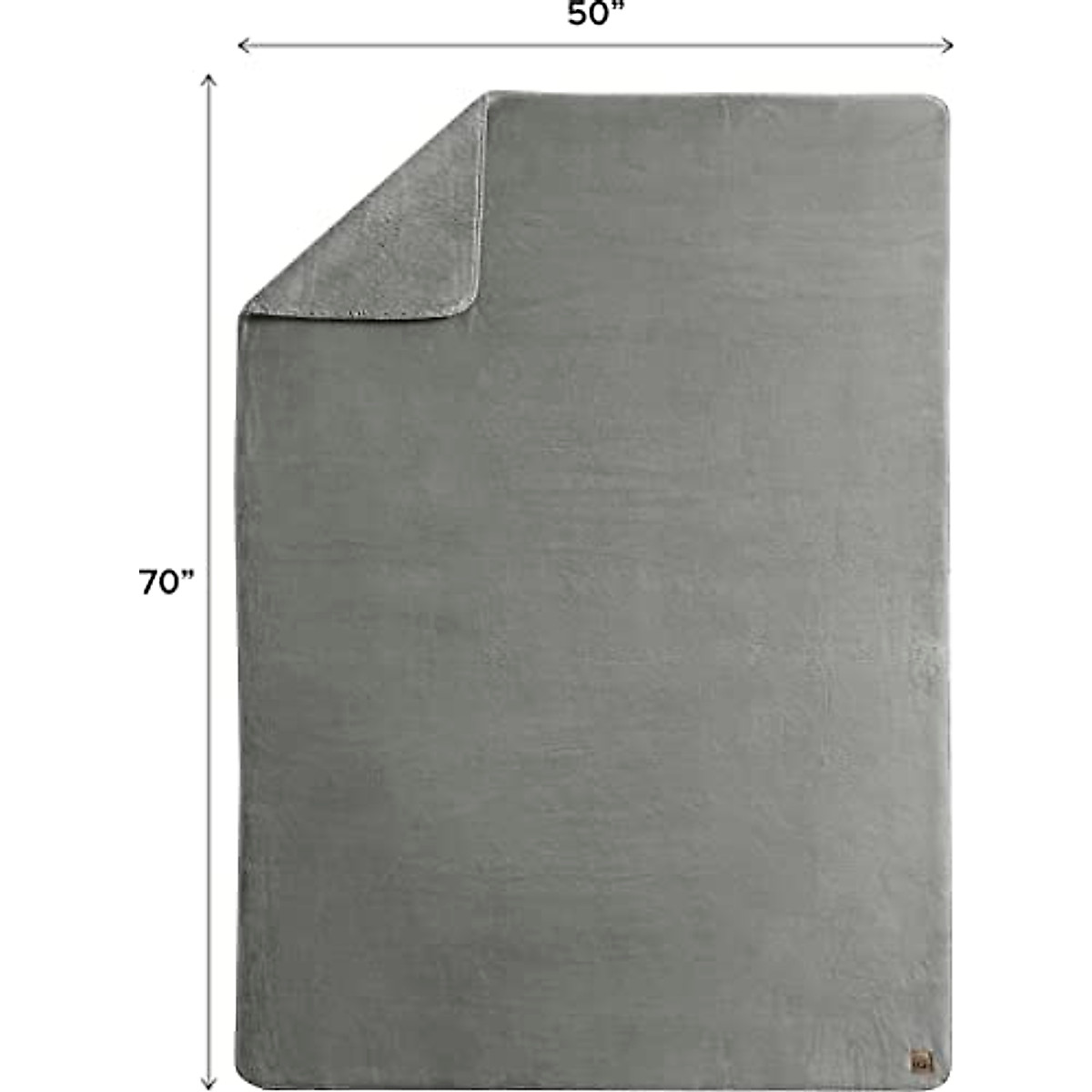 UGG 18961 Whitecap Plush Flannel Oversized Reversible Fleece Throw Blanket Comfortable Lightweight Cozy Hotel Style Home Decor Luxurious Machine Washable Easy Care Blankets, 70 x 50-Inch, Seal