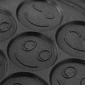 MegaChef Happy Face Emoji 10.5 Inch Aluminum Nonstick Pancake Maker Pan with Cool Touch Handle