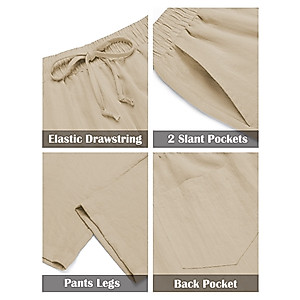 COOFANDY Beach Wear Linen Pants 2 Piece Men Casual Shirts Set Beach Party Wedding Outfits