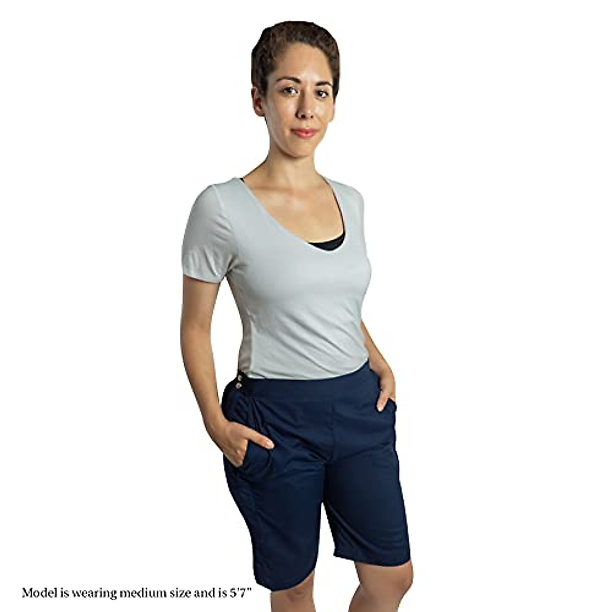 Inspired Comforts Men's/Unisex Tearaway Post Surgery Recovery Shorts with Pockets |Hidden Easy Open Side Snaps | Adjustable Elastic |100% Cotton | XL, Navy