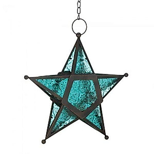 Zings & Thingz 57072915 Blue Star Hanging Lantern, Brown
