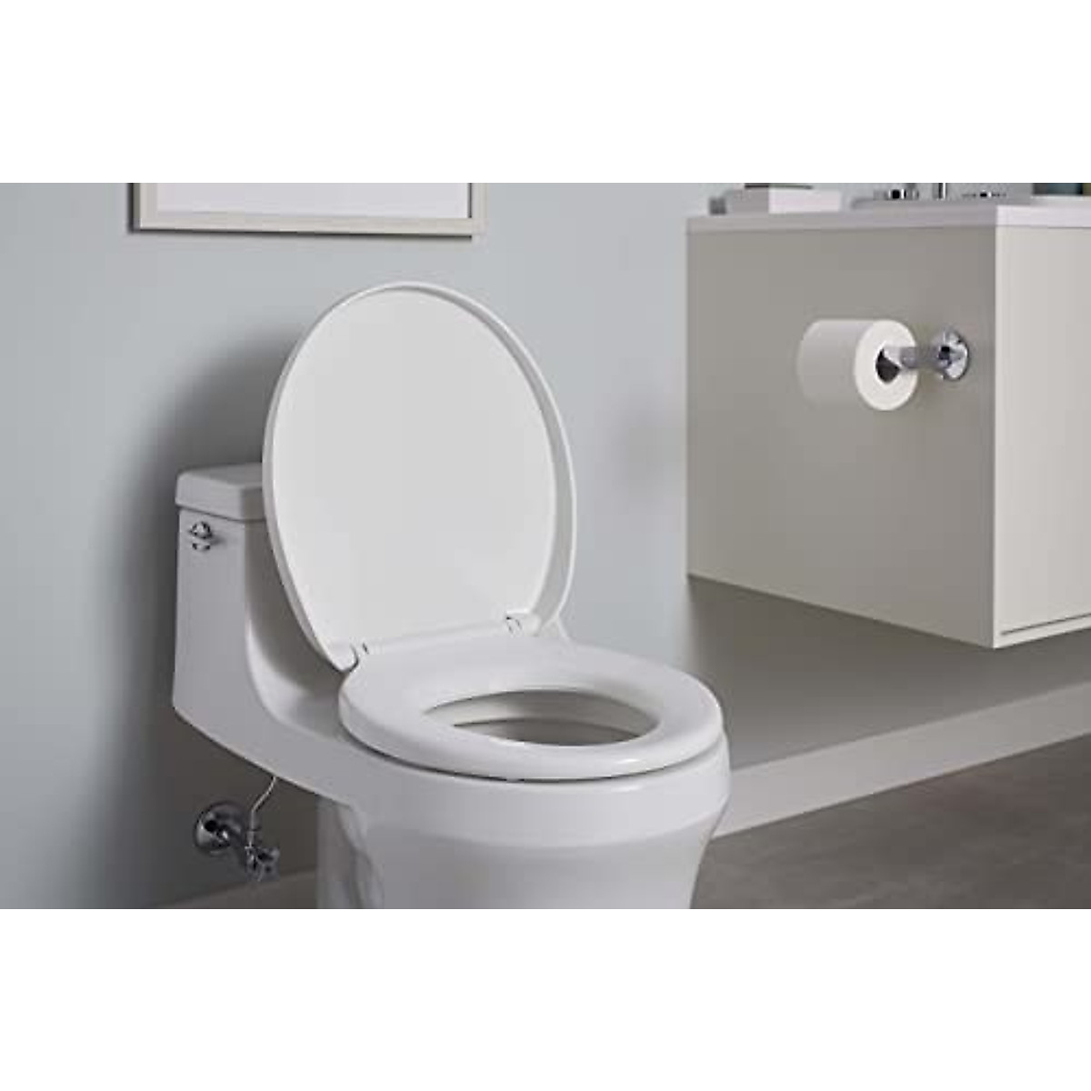 KOHLER K-10515-0 PureWarmth Heated Round-Front Toilet Seat, Quiet-Close Lid and Seat, Grip-Tight Bumpers and Installation Hardware, White