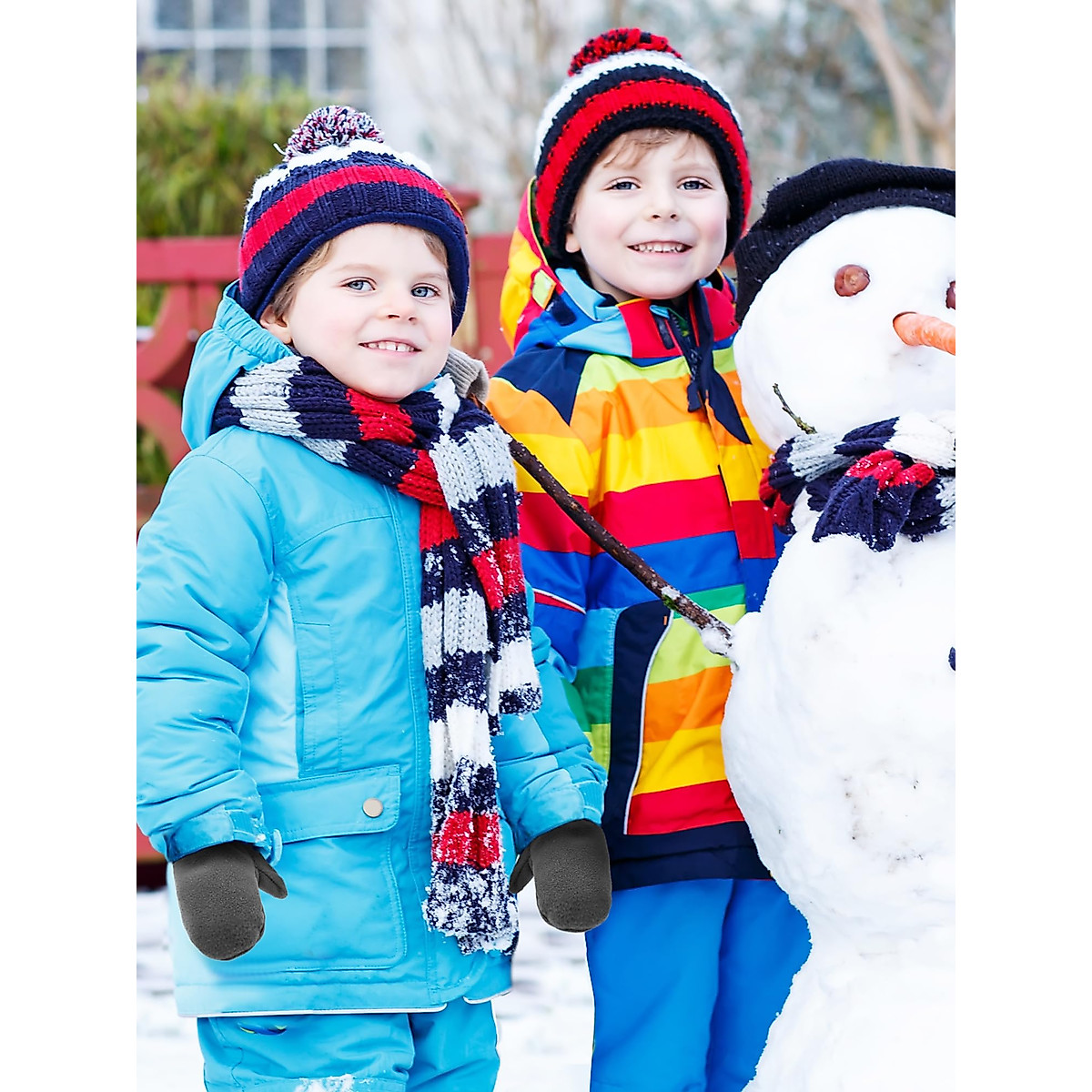 3 Pairs Baby and Toddler Winter Mittens Newborn Infant Fleece Warm Mittens Snow Gloves for Baby Boy and Girl (Black, Grey, Navy Blue, 5-7 Years)