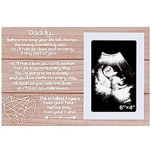 New Dad Gift-New Father Gift-Become a Father-Pregnancy Announcement Gift-You're Going to be a Daddy-New Baby Sonogram Photo Gift-Love At First Sign-Wood Picture Frame Photo Frame for 6''×4'' Photo
