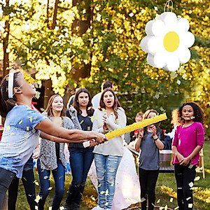 Aoriher Daisy Flower Piñata Set Include Bat Blindfold Confetti Tassel Flower Piñata Daisy Hippie Boho Piñata for Birthday Baby Shower Gender Reveal Wedding Floral Party Supplies(Daisy Flower)
