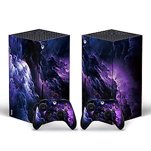 Xbox Series X Skin Stickers Decal Full Body Vinyl Cover for Microsoft Xbox Series X Console and Controllers - Purple Cloud