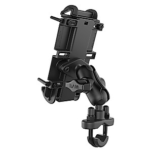RAM MOUNTS Quick-Grip Large Phone Mount with Handlebar U-Bolt Base RAM-B-149Z-A-PD4U with Short Arm for Motorcycle, ATV/UTV, Bike