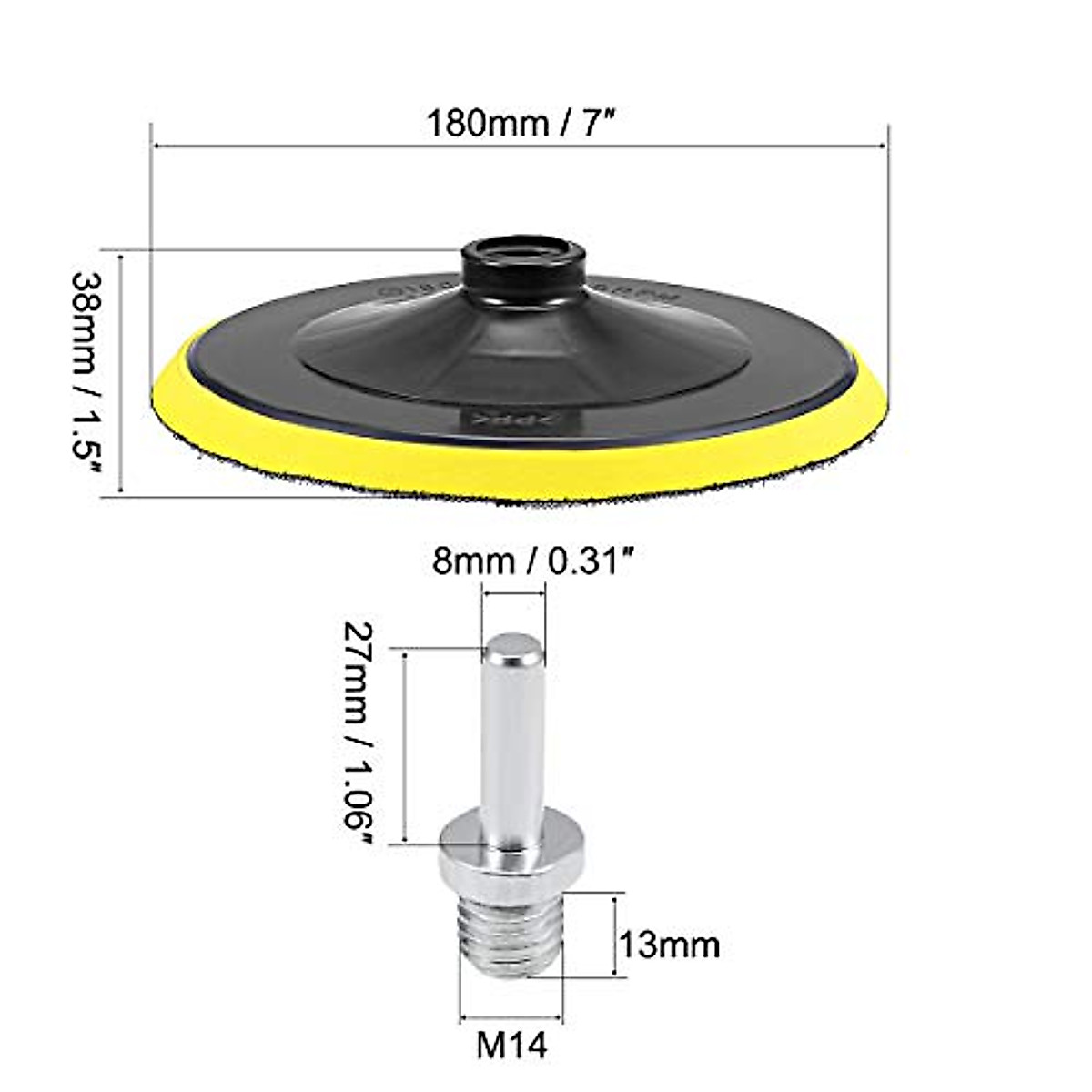 uxcell 7" Hook and Loop Backing Pad Sanding Polishing Backer Plate with M14 Drill Adapter for Random Orbit Sander Polisher Buffer 2pcs