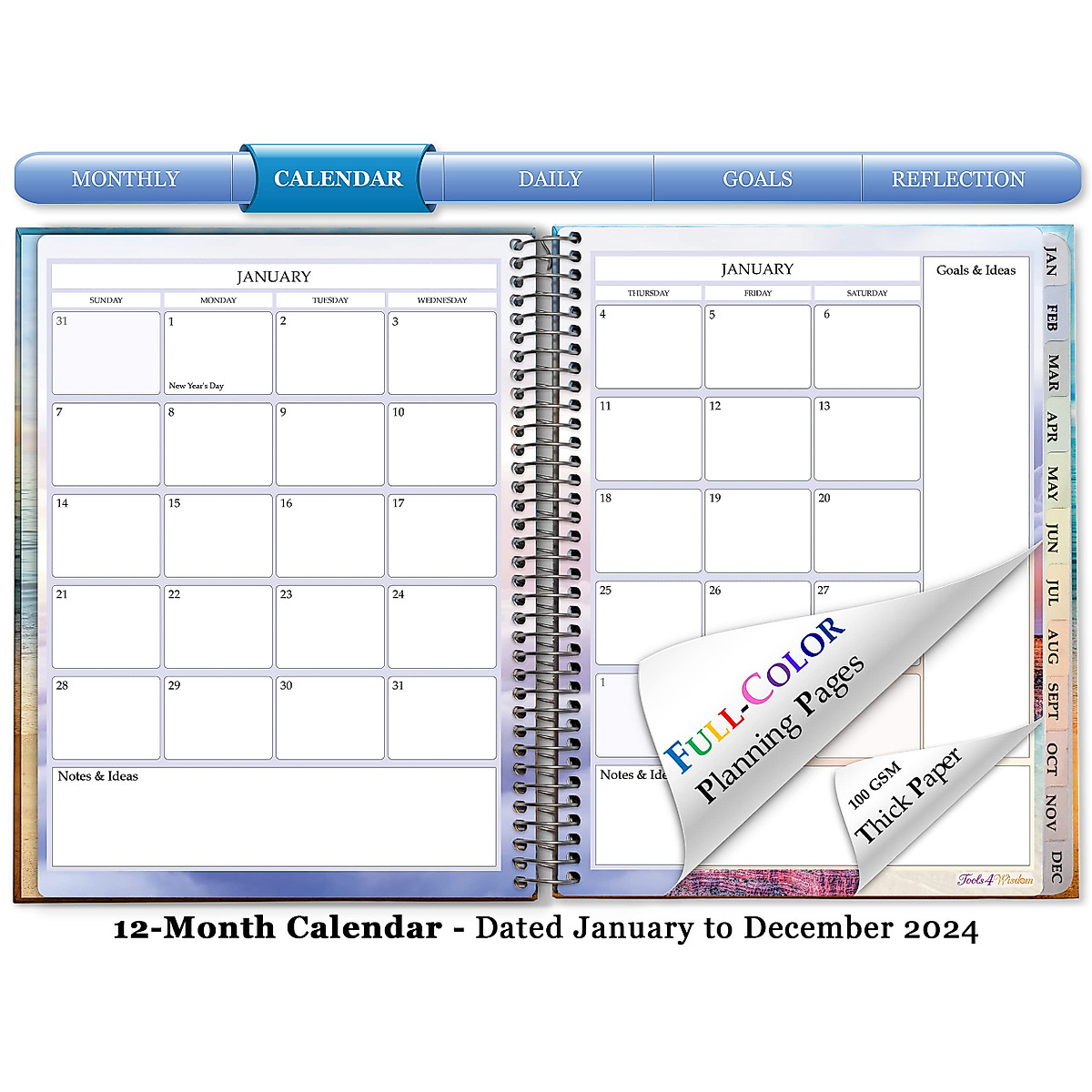 Tools4Wisdom 2024 Planner 2024 Calendar - 15 Month Dated October 2023-2024 Dec - Hardcover