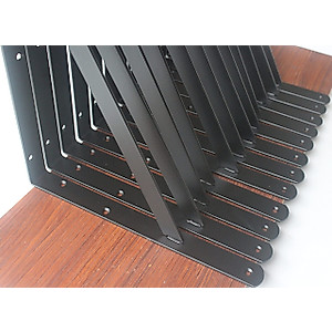 20 Pack L22" x H 12" Black Heavy Duty Shelf Brackets with Screws Metal Shelf Brackets Shelf Support Angle Brackets for Shelves L Brackets Heavy Duty Floating Shelf Brackets